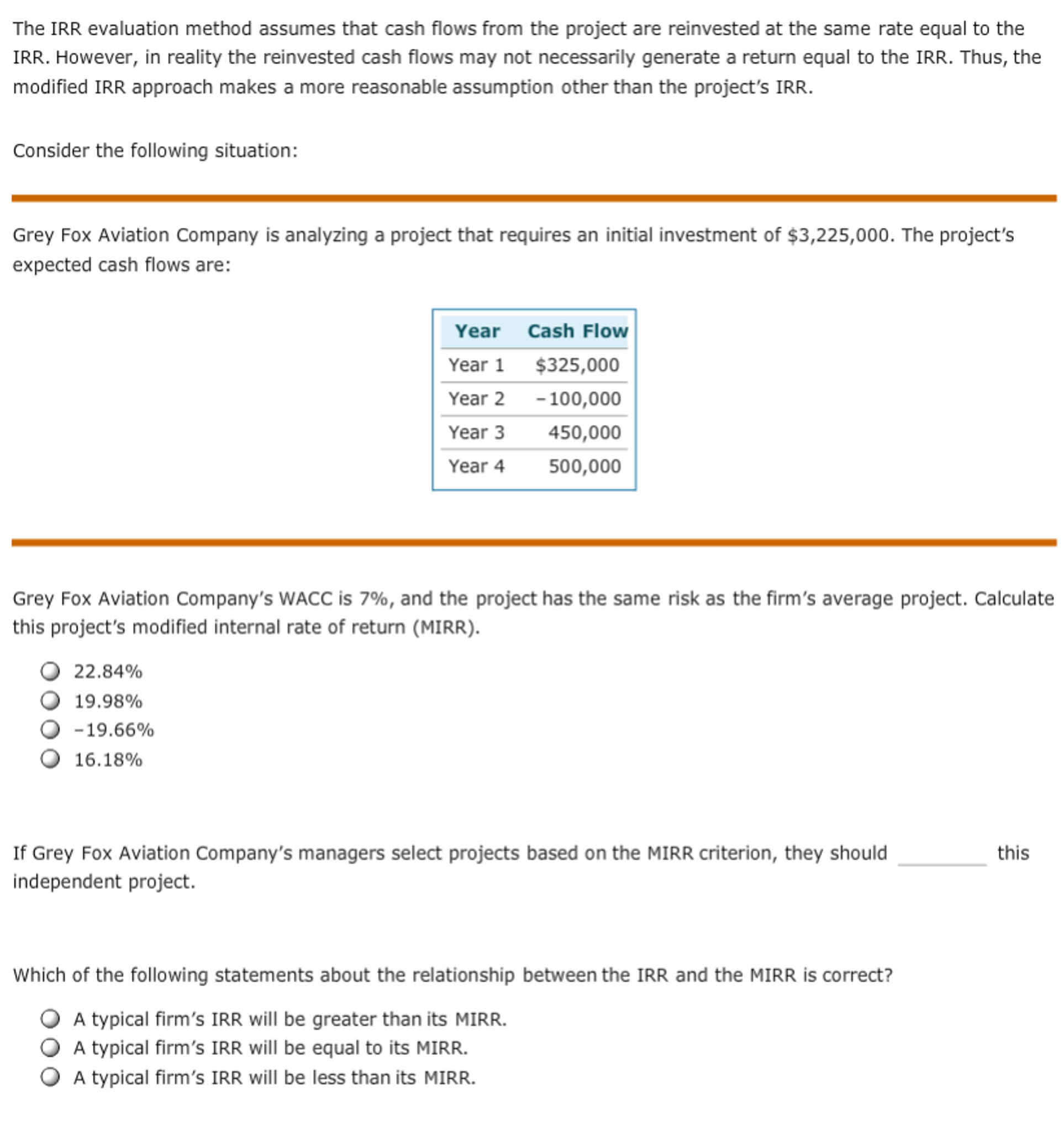 Solved The IRR evaluation method assumes that cash flows | Chegg.com