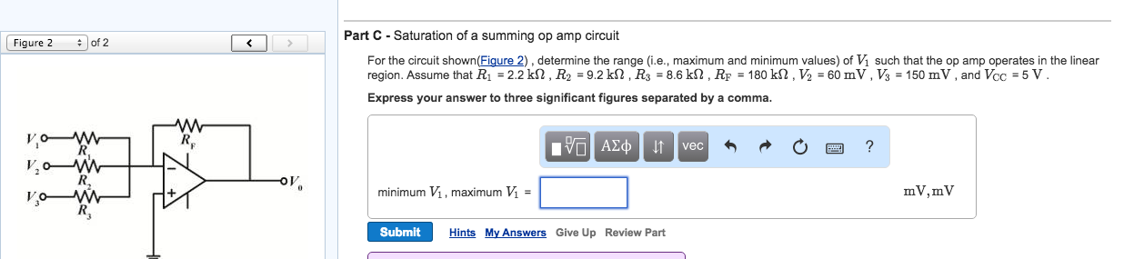 Solved Part C Saturation of a summing op amp circuit | | Chegg.com