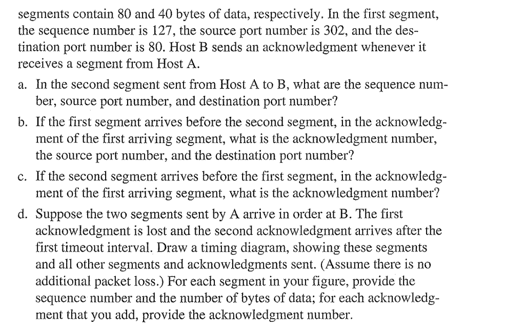 Solved Host A And B Are Communicating Over A Tcp Connection