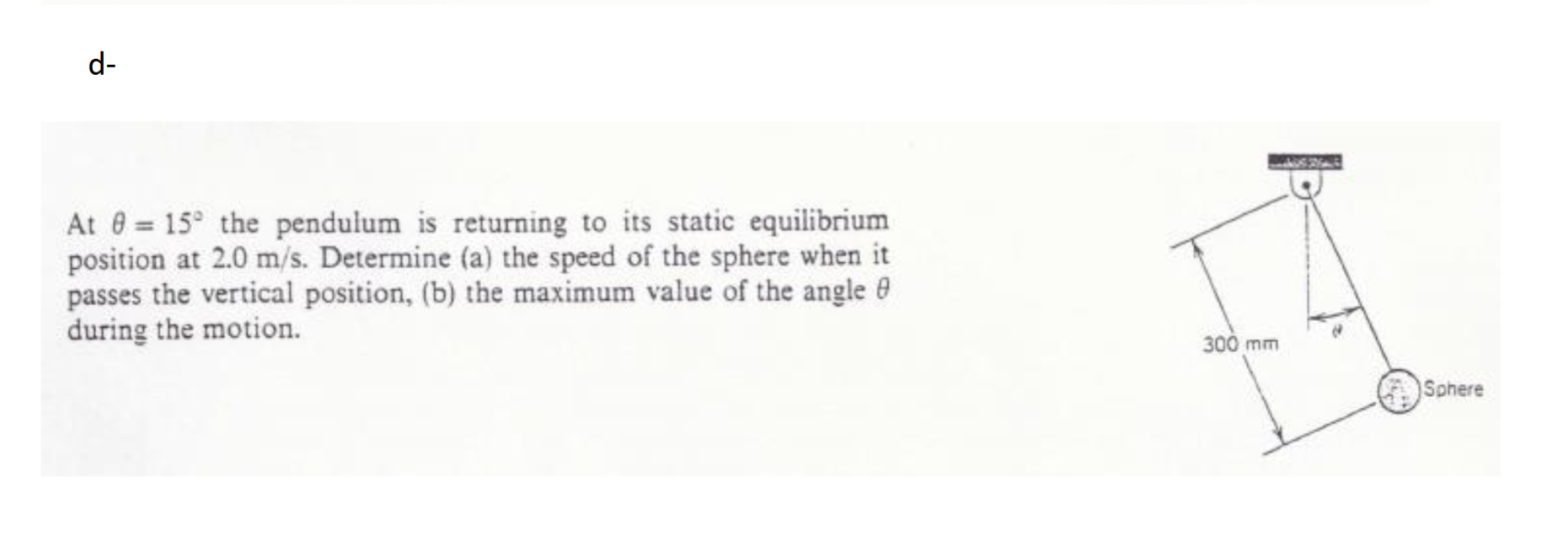 Solved At theta = 15 degree the pendulum is returning to its | Chegg.com