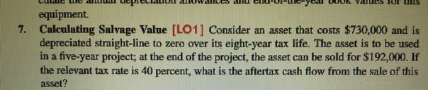 Solved 7. Calculating Salvage Value Consider an asset that | Chegg.com