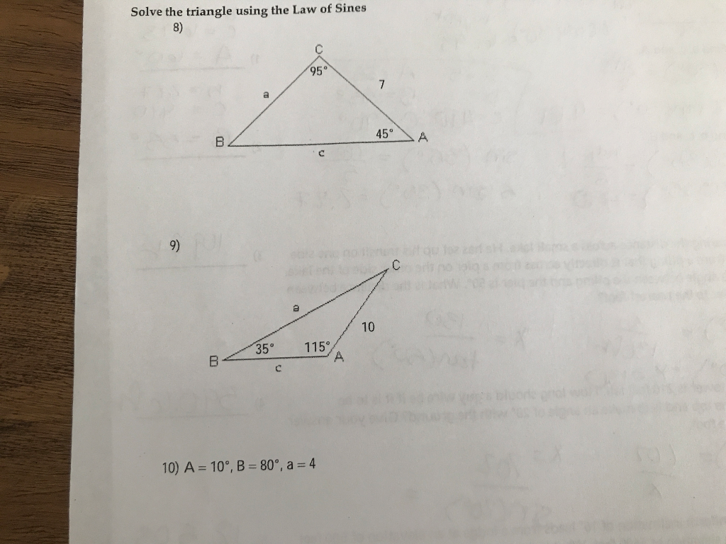 Solved: Solve The Following Triangles Using Law Of Sines A... | Chegg.com