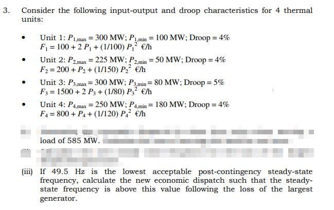Solved 3. Consider the following input-output and droop | Chegg.com