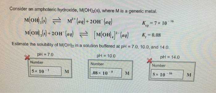 Solved Consider an amphoteric hydroxide, M(OH)_2(s), where M | Chegg.com