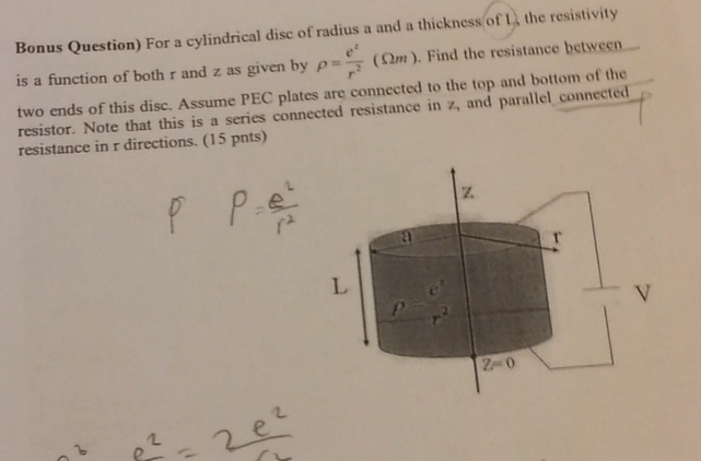 Solved For a cylindrical disc of radius a and a thickness of | Chegg.com