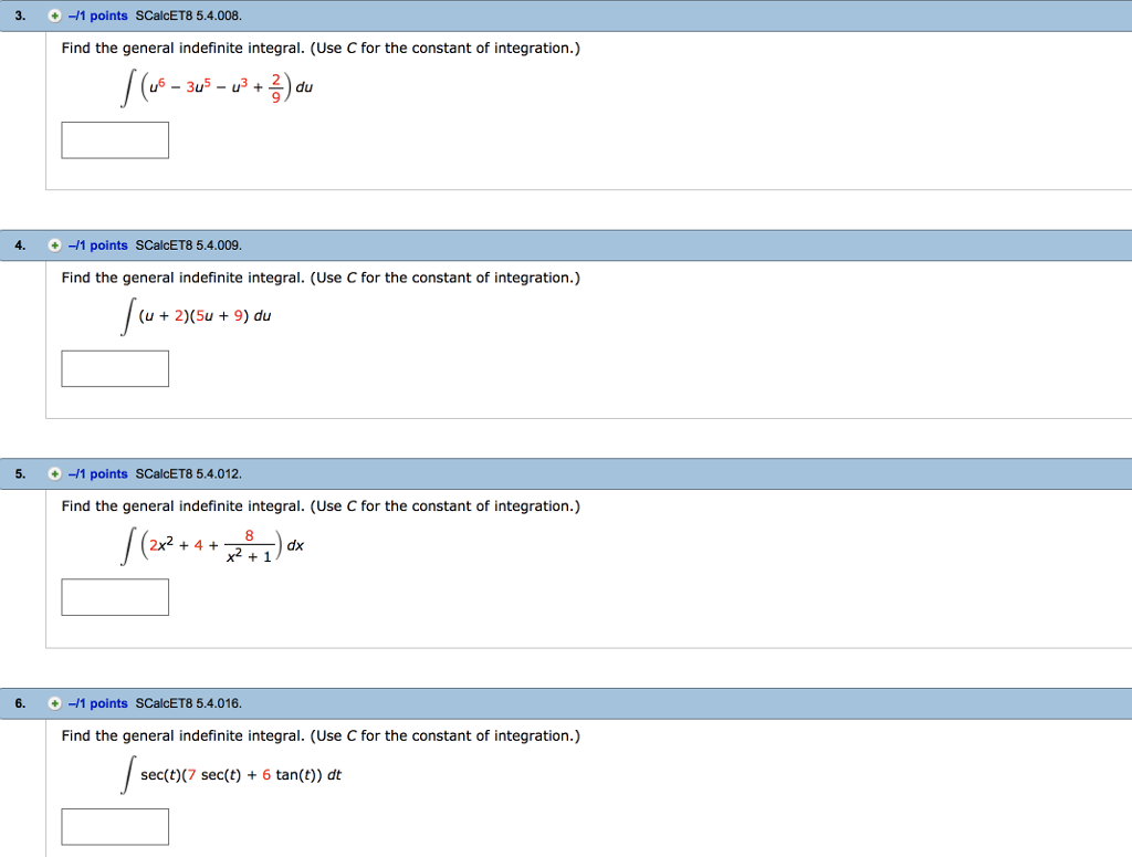 Solved -/1 points scalcET8 5.4.008 Find the general | Chegg.com