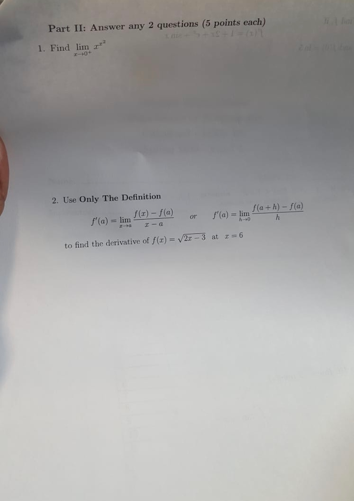 Solved Part II: Answer any 2 questions (5 points each) 1. | Chegg.com