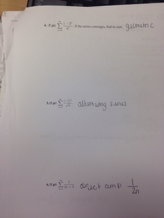 Solved Sigma n=0 to infinity 1-3^n/4^n. If the series | Chegg.com Solved Sigma n=0 to infinity 1-3^n/4^n. If the series | Chegg.com