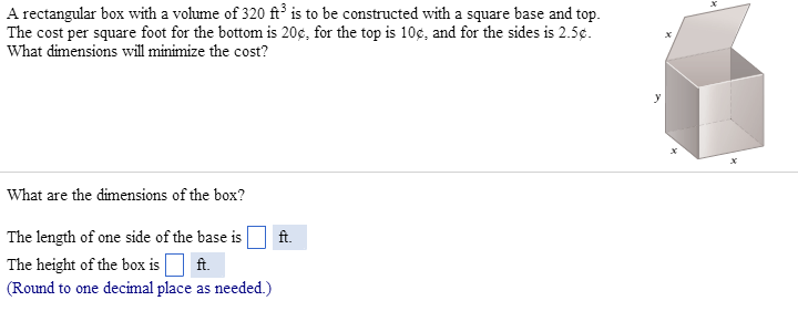 Solved A rectangular box with a volume of 320 ft^3 is to be | Chegg.com