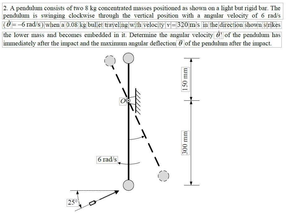 Solved 2. A pendulum consists of two 8 kg concentrated | Chegg.com Solved 2. A pendulum consists of two 8 kg concentrated | Chegg.com