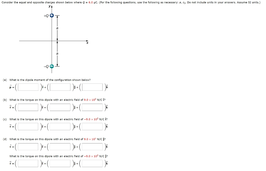 Solved Consider the equal and opposite charges shown below | Chegg.com