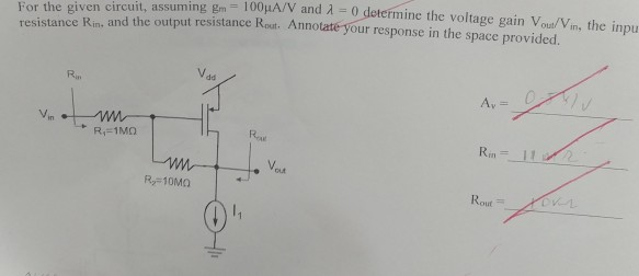 Solved rmine the voltage gain Vout/Vin, the inpu For the | Chegg.com