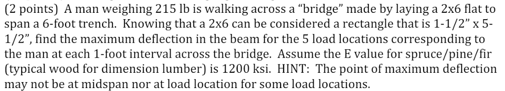 Solved A man weighing 215 lb is walking across a "bridge" | Chegg.com