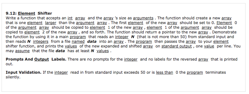 Solved Element Shifter Write a function that accepts an int | Chegg.com