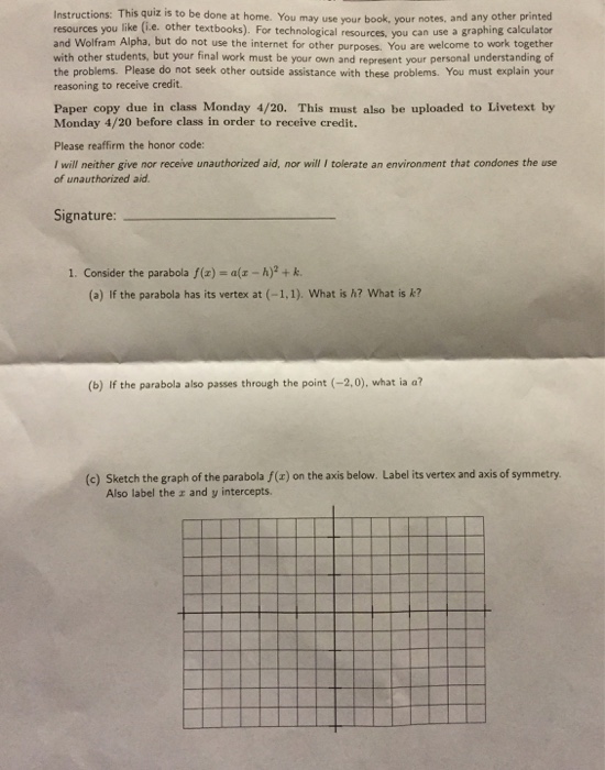 Solved This quiz is to be done at home You may use your | Chegg.com