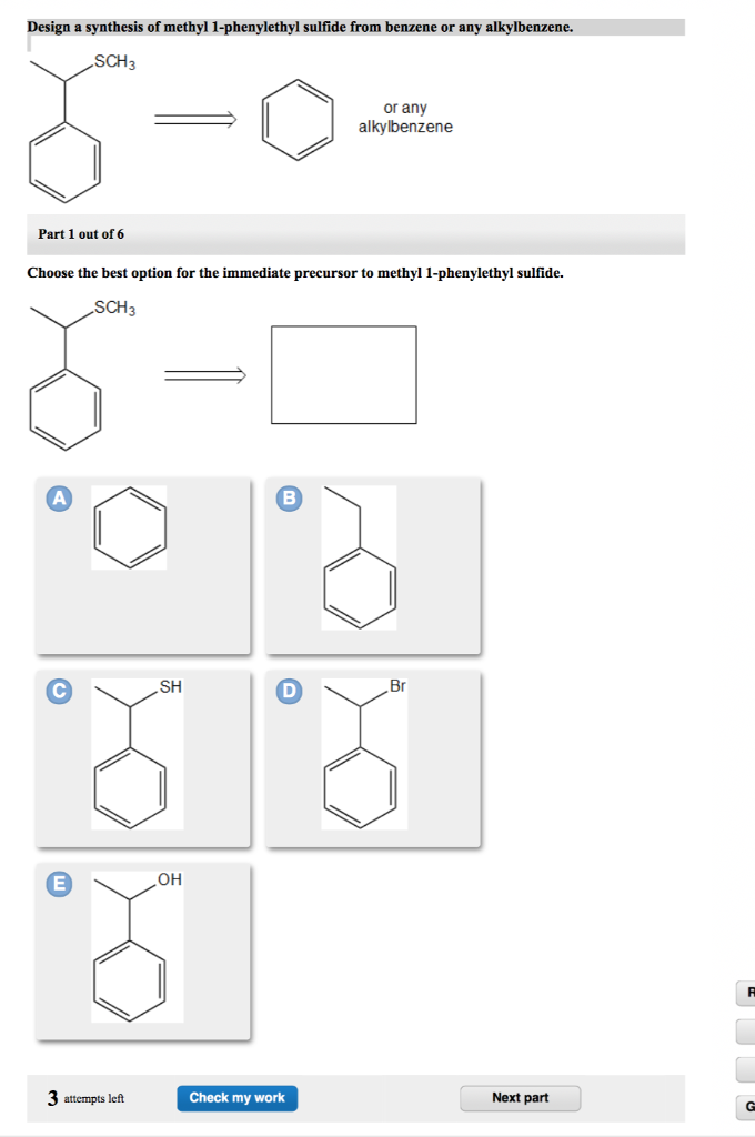 Solved Design a synthesis of methyl 1-phenylethyl sulfide | Chegg.com