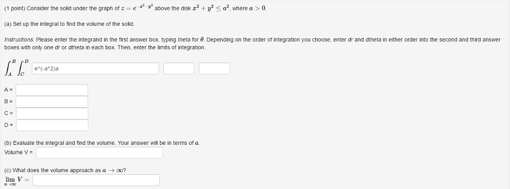 Solved Consider the solid under the graph of z = e^-x^2 - | Chegg.com