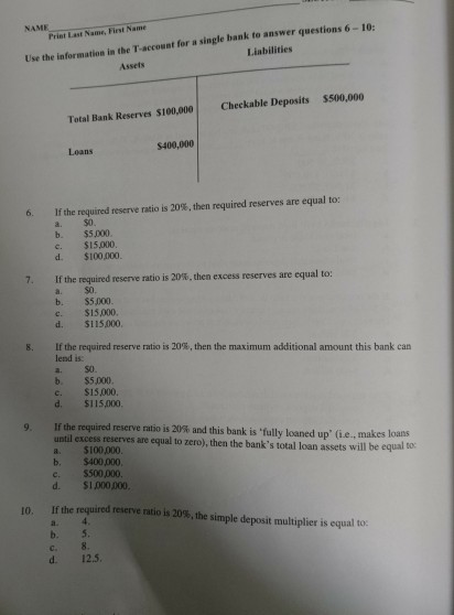 Solved NAME Print Last Name, First Name Liabilities Use the | Chegg.com