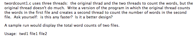 Solved In C (for unix/linux programming), twordcount1.c to | Chegg.com