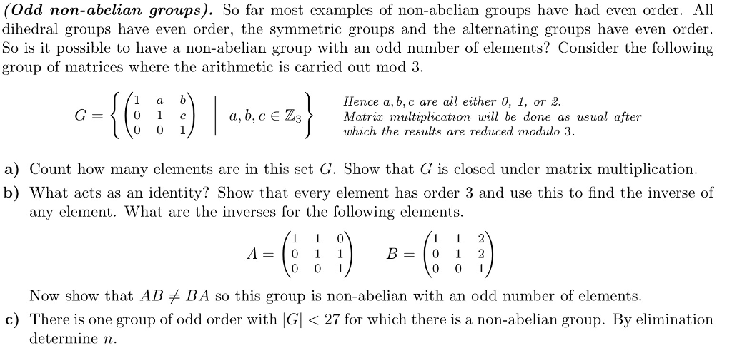 Solved So far most examples of non-abelian groups have had | Chegg.com