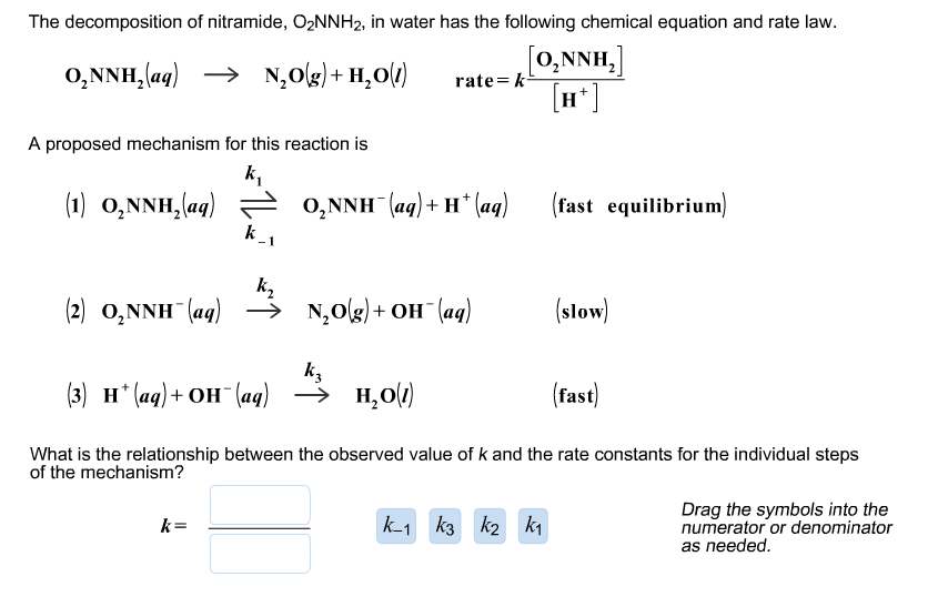 Solved The decomposition of nitramide, O_2NNH_2, in water | Chegg.com