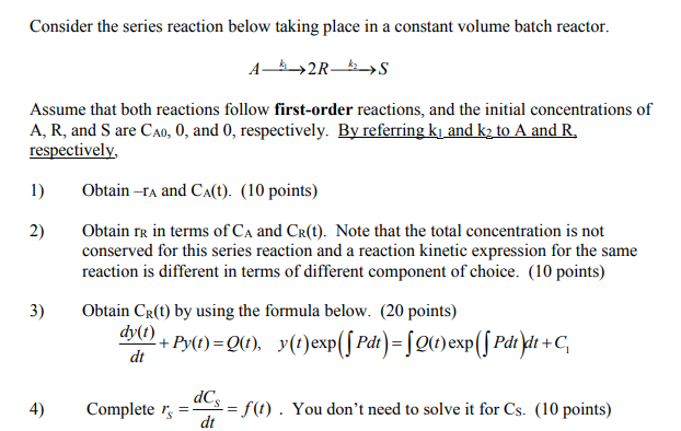 Solved Consider the series reaction below taking place in a | Chegg.com