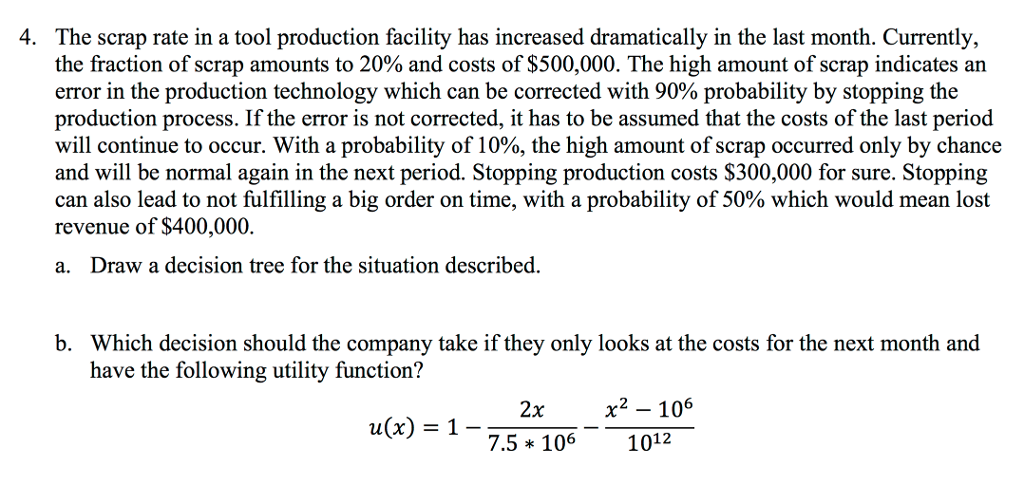 The scrap rate in a tool production facility has | Chegg.com