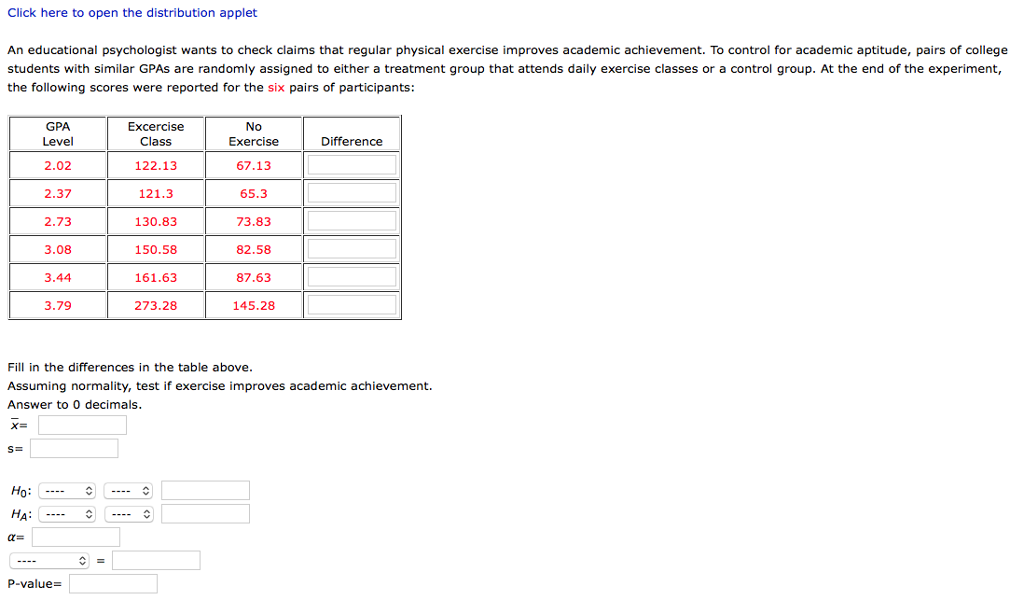 Solved Click here to open the distribution applet An | Chegg.com