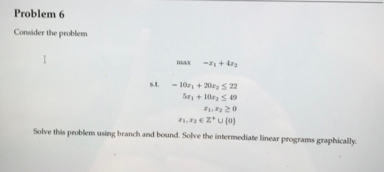 Solved Problem 6 Consider the problem max-#1 +4x2 s.t.10 | Chegg.com