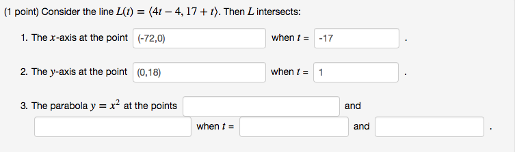 Solved (1 point) Consider the line | Chegg.com