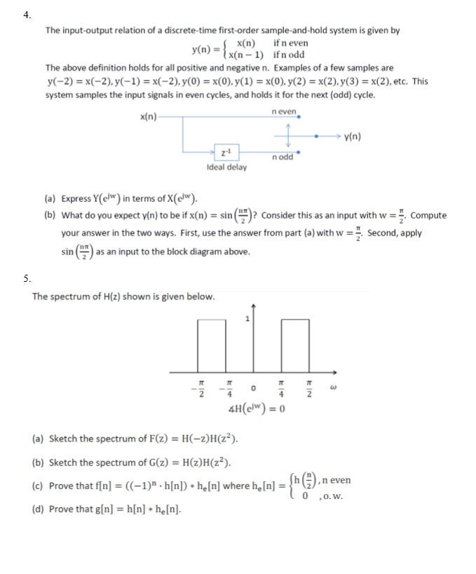 Solved The input-output relation of a discrete-time | Chegg.com