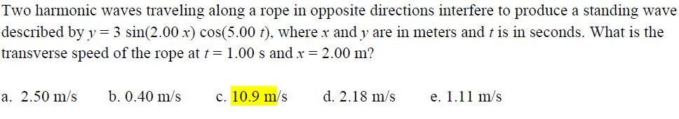 Solved Two harmonic waves traveling along a rope in opposite | Chegg.com