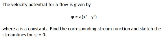 Solved The velocity potential for a flow is given by Phi = | Chegg.com