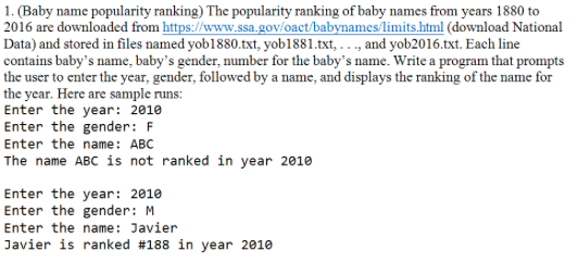Solved 1. (Baby name popularity ranking) The popularity | Chegg.com