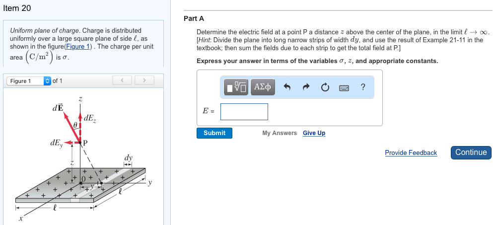 Solved Uniform plane of charge. Charge is distributed | Chegg.com
