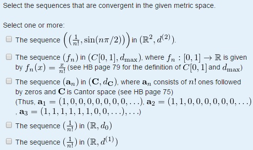 Select the sequences that are convergent in the given | Chegg.com