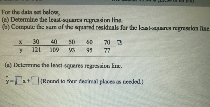 Solved For the data set below, (a) Determine the least | Chegg.com