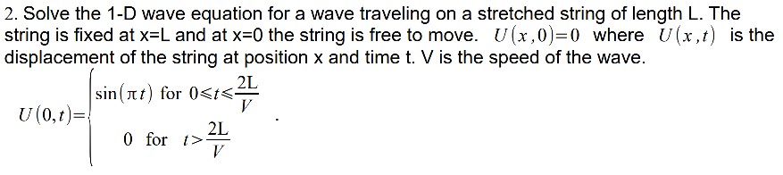 Solved 2. Solve the 1-D wave equation for a wave traveling | Chegg.com