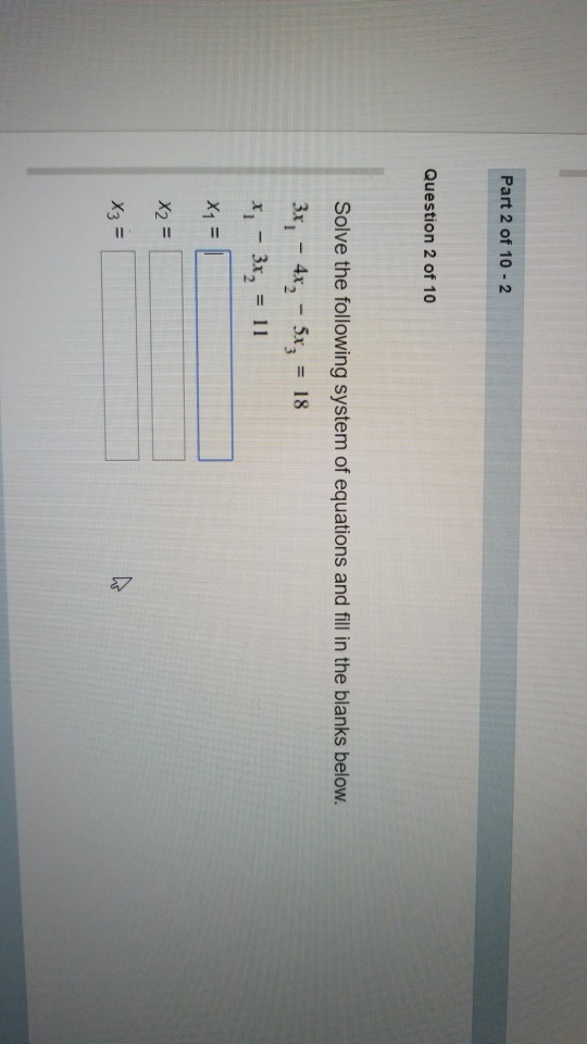 Solved Part 2 of 10 -2 Question 2 of 10 Solve the following | Chegg.com