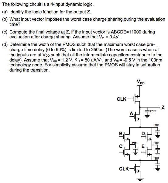 The Following Circuit Is A 4 Input Dynamic Logic 