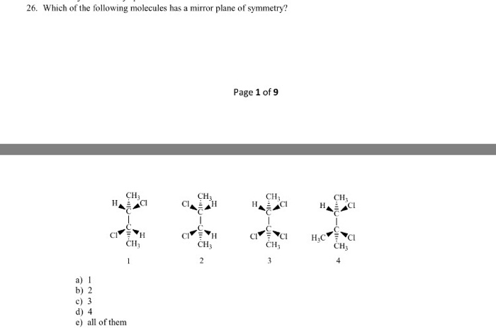 Solved Which of the following molecules has a mirror plane | Chegg.com