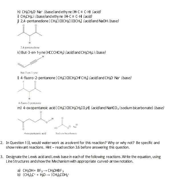 A) Draw the acid-base reaction b/w acid and base B) | Chegg.com