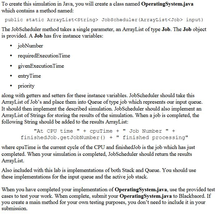 Solved rite a program to simulate job scheduling in an | Chegg.com