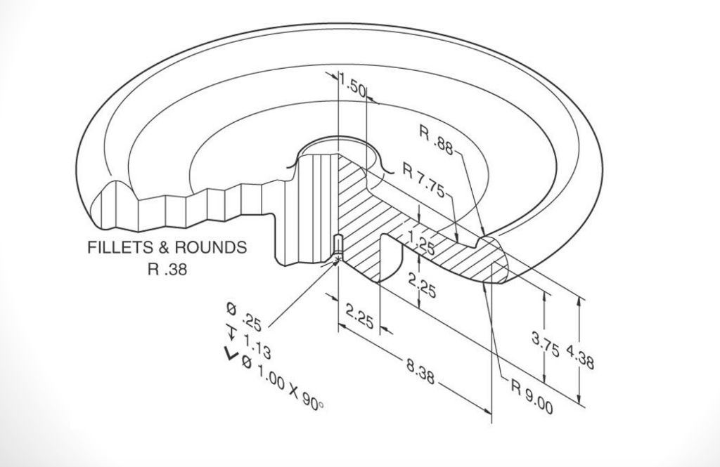 Solved Sketch the top view and full section of the given | Chegg.com