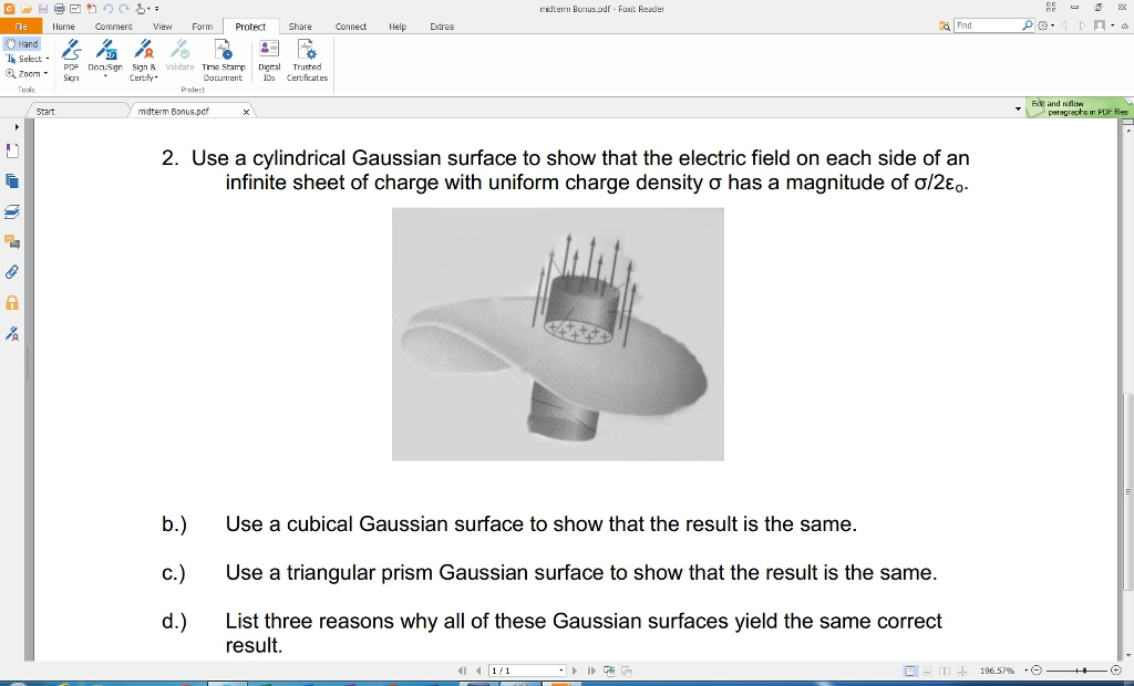 Solved Use a cylindrical Gaussian surface to show that the | Chegg.com