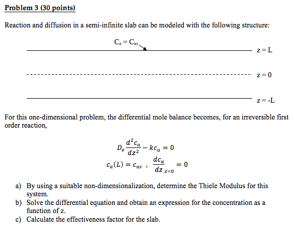 Solved Problem 3 (30 points) Reaction and diffusion in a | Chegg.com