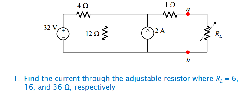 Solved 1. Find the current through the adjustable resistor | Chegg.com