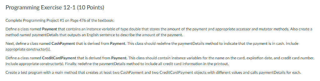 Solved Programming Exercise 12-1 (10 Points) Complete | Chegg.com