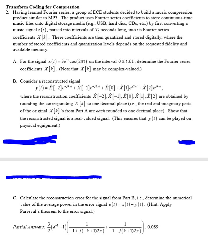 Solved Transform Coding For Compression 2 Having Learned 5024
