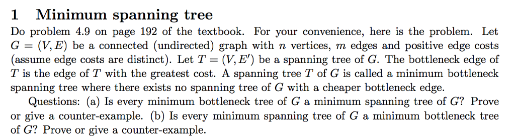 Solved Minimum spanning tree Do problem 4.9 on page 192 of | Chegg.com